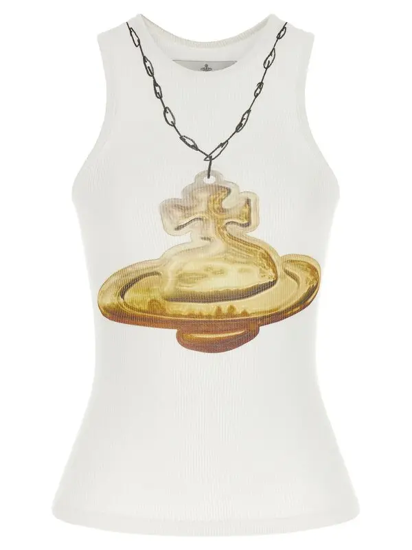VIVIENNE WESTWOOD Gold Orb 90's' Tank Top - White