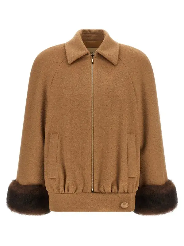Valentino Garavani Fur Insert Caban - Brown