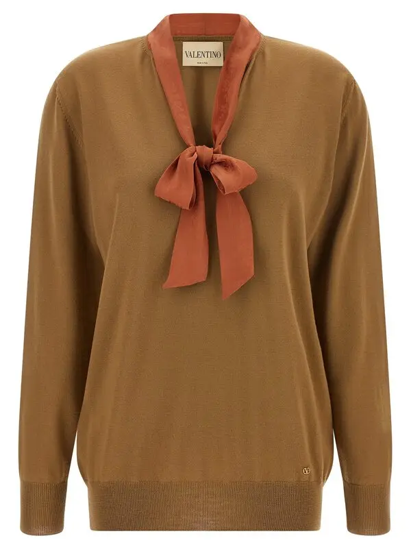 Valentino Garavani Lavallière Collar Sweater - Brown