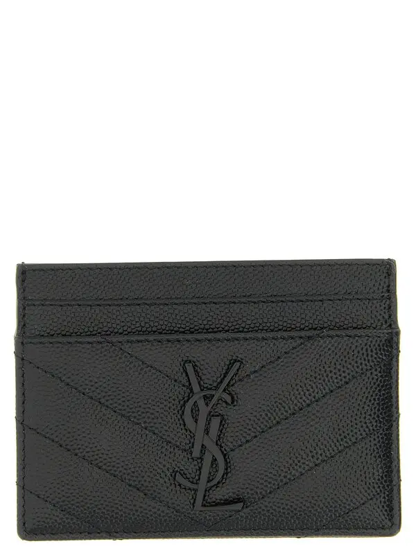 Saint Laurent Logo Matelassé Card Holder - Black