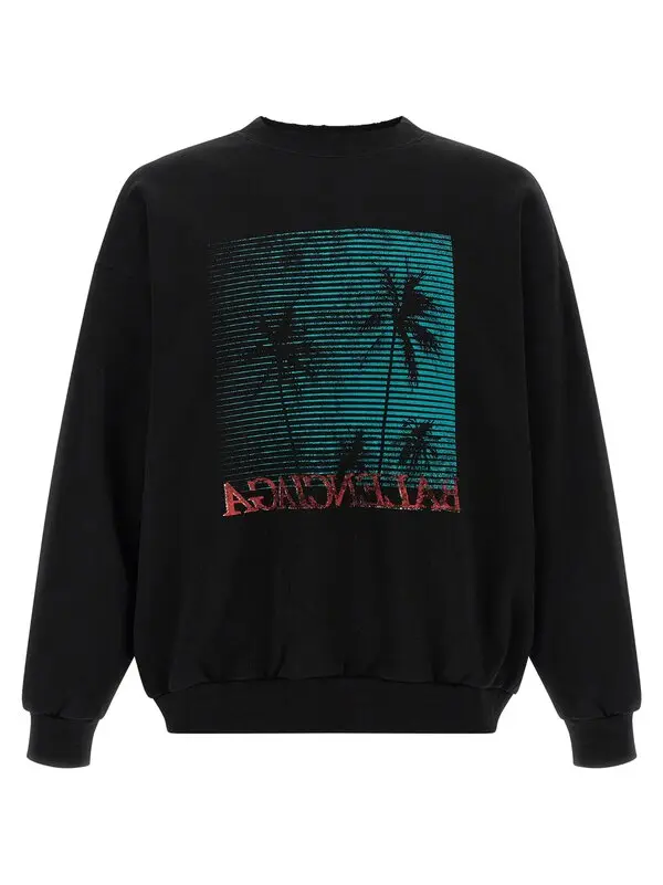 Balenciaga Distressed Detail Sweatshirt - Black