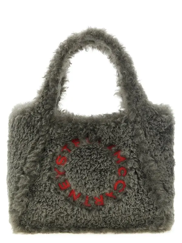 Stella McCartney Shearling Logo Shopping Bag - Gray
