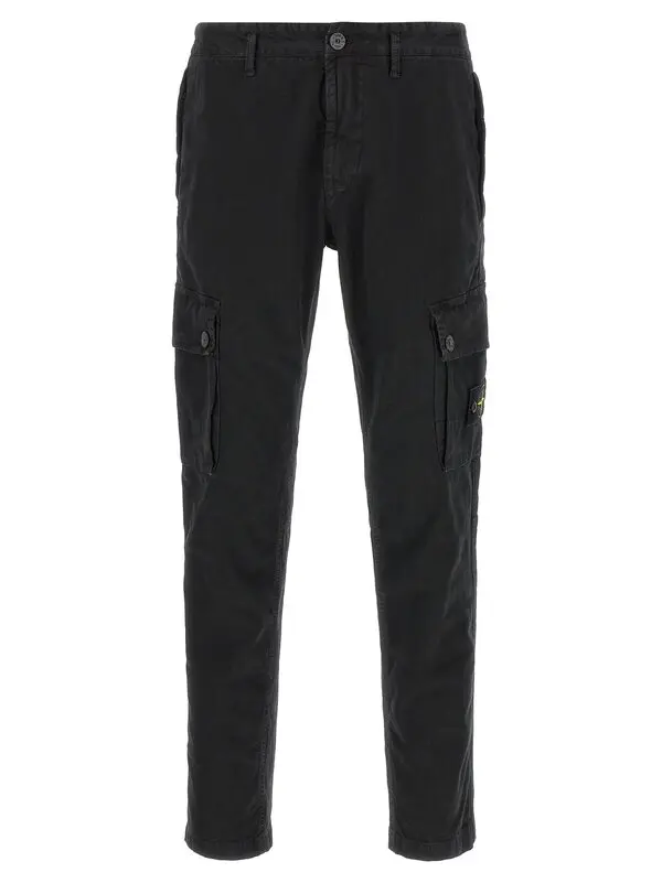 Stone Island 3100034' Cargo Pants With Logo Badge - Black