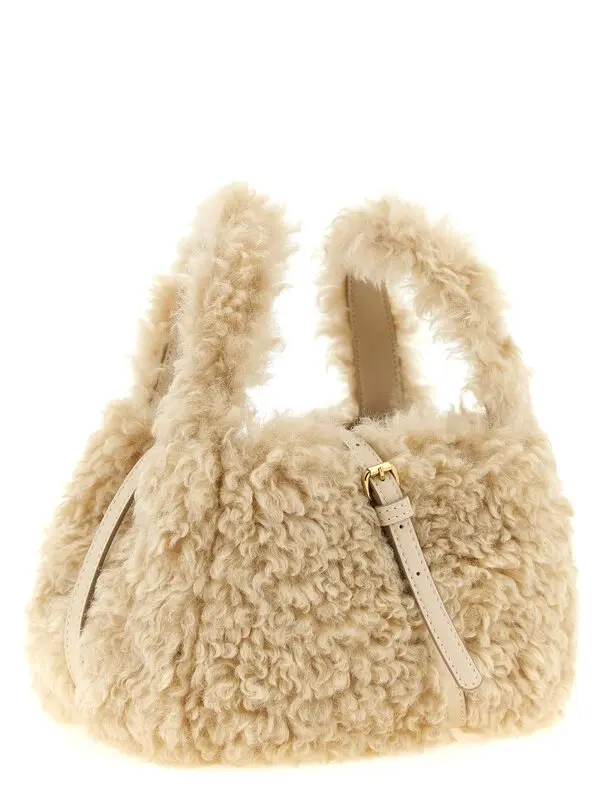 Stella McCartney Shearling Logo Shoulder Bag