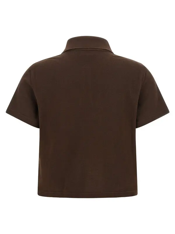 Saint Laurent Cassandre' Crop Polo Shirt - Brown
