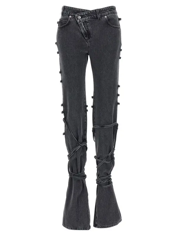 Alexander McQueen Jeans Asymmetric Closure - Black