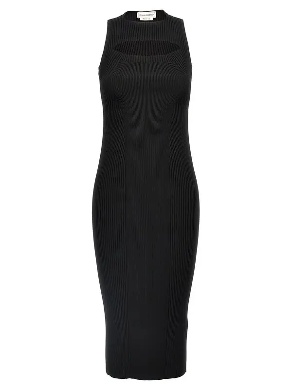 Alexander McQueen Ribbed Knit Dress - Black