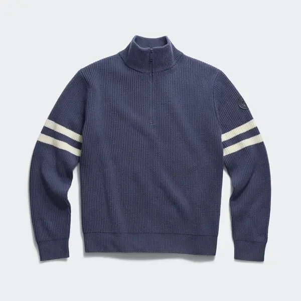 Canada Goose Mckinney Striped Knit Quarter Zip - Dusk Blue/bone