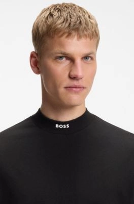 BOSS Relaxed-fit Mock-neck T-shirt In Stretch Cotton