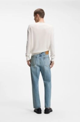 Hugo Regular-fit Jeans In Bright- Broken-twill Fabric