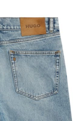 Hugo Regular-fit Jeans In Bright- Broken-twill Fabric