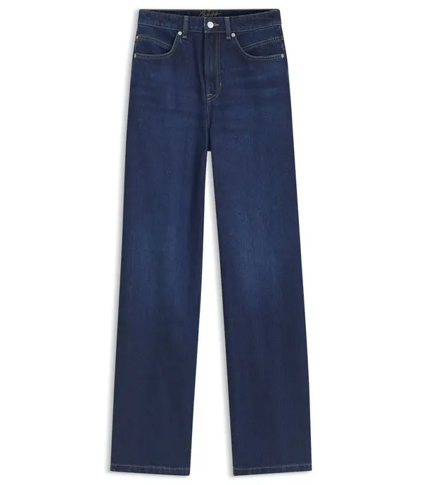 BOSS Wide-leg Jeans In Marble-washed Denim