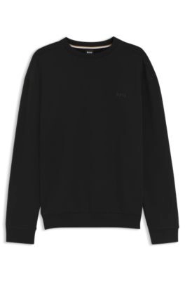 BOSS Logo-embroidered Cotton Sweatshirt With Satin Piping