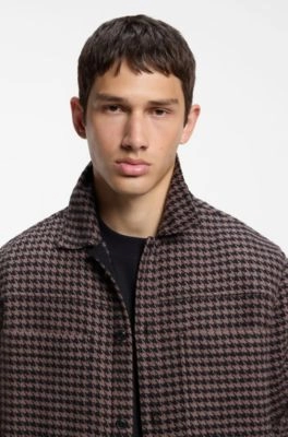 Hugo Cropped Oversized-fit Shirt In Houndstooth Cotton