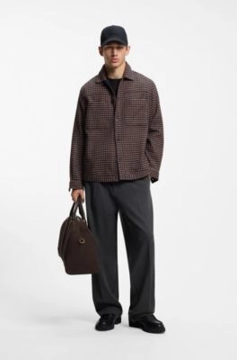 Hugo Cropped Oversized-fit Shirt In Houndstooth Cotton