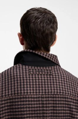 Hugo Cropped Oversized-fit Shirt In Houndstooth Cotton