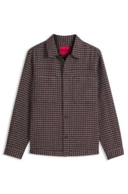 Hugo Cropped Oversized-fit Shirt In Houndstooth Cotton