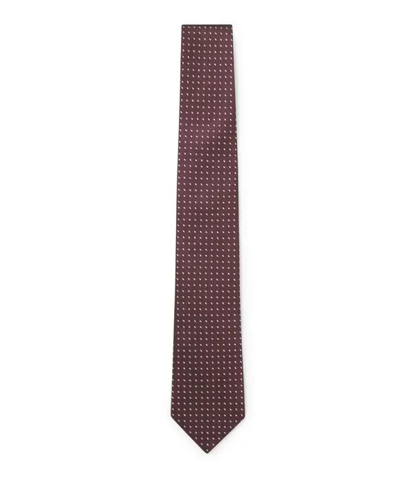 BOSS Silk Jacquard Tie With A Micro Pattern - Dark Red