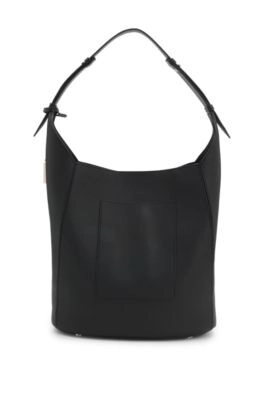 BOSS Leather Bucket Bag With Double-b Monogram Plaque