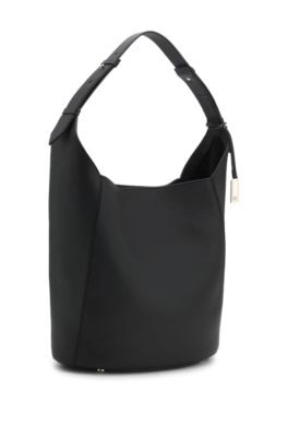 BOSS Leather Bucket Bag With Double-b Monogram Plaque