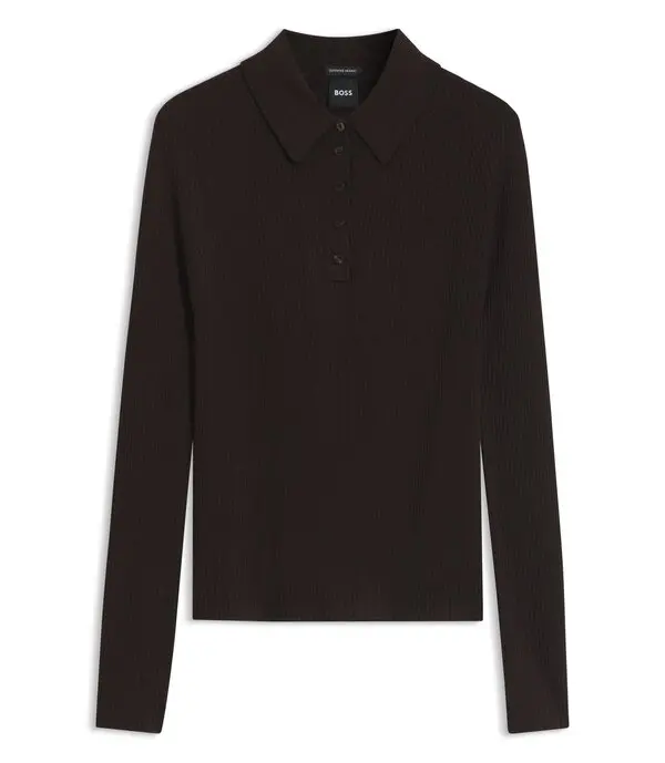 BOSS Fitted Polo Sweater In Pure Virgin Wool