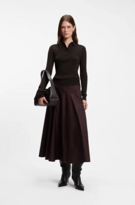 BOSS Fitted Polo Sweater In Pure Virgin Wool
