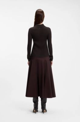 BOSS Fitted Polo Sweater In Pure Virgin Wool