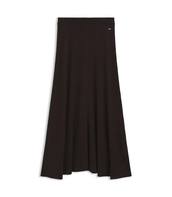 BOSS Maxi Skirt In Ribbed Virgin Wool - Brown