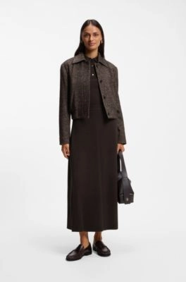 BOSS Maxi Skirt In Ribbed Virgin Wool