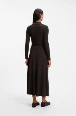 BOSS Maxi Skirt In Ribbed Virgin Wool