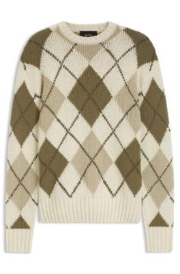 BOSS Argyle-patterned Sweater In Virgin-wool Boucl