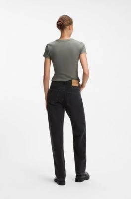 Hugo Wide-leg Loose-fit Jeans In Cotton