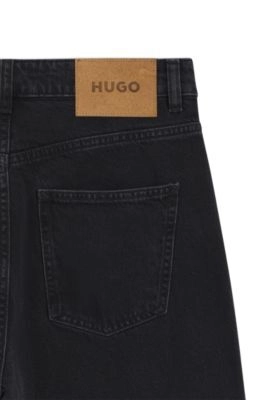 Hugo Wide-leg Loose-fit Jeans In Cotton