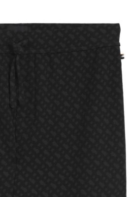 BOSS Cuffed Pajama Pants In Monogram-print Waffle Fabric