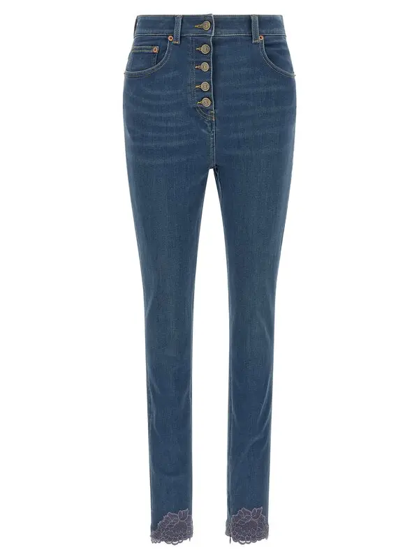 Valentino Garavani Lace Insert Jeans - Blue