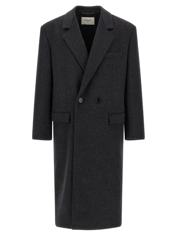 Saint Laurent Double-face Combed Wool Coat