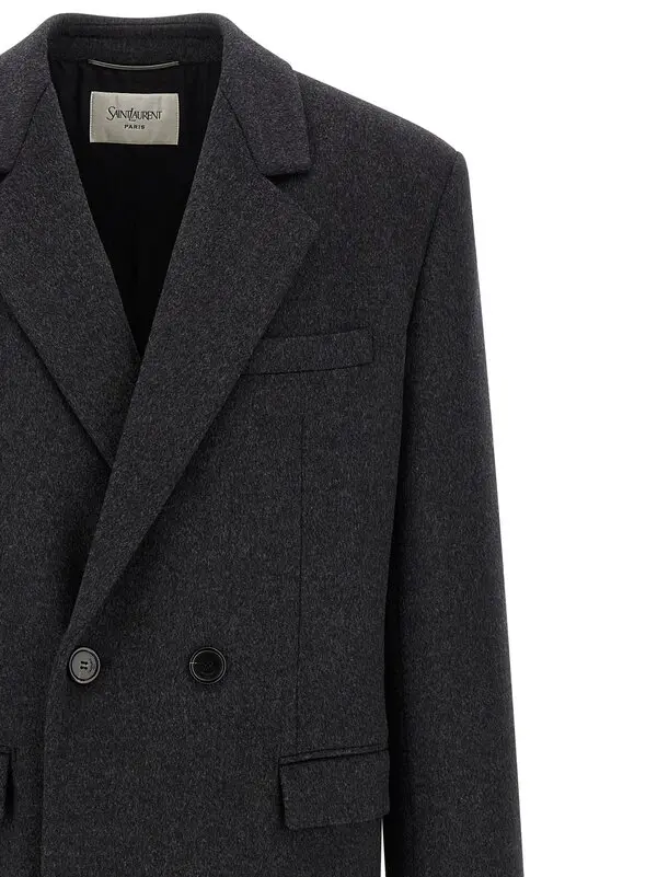 Saint Laurent Double-face Combed Wool Coat