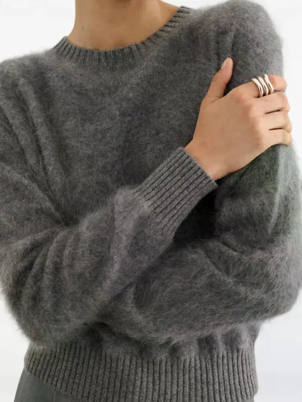 TOCCIN Brushed-knit Ribbed-trim Sweater