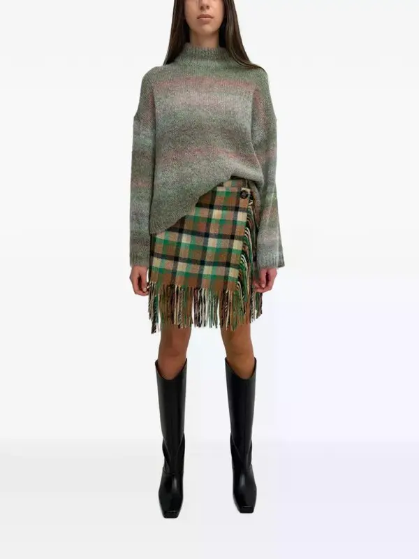 Rodebjer The Aera Checked Fringed Skirt