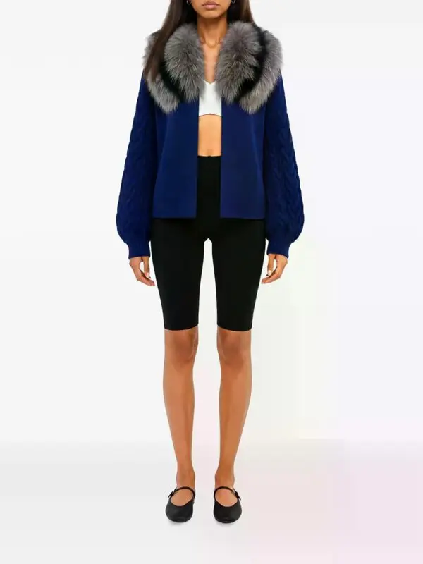 IZAAK AZANEI Cable-knit Fur-trim Jacket