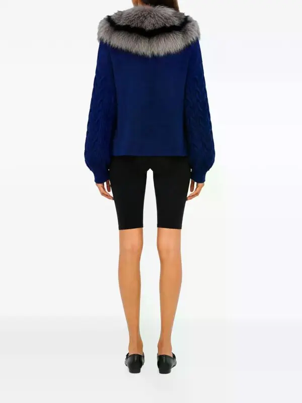 IZAAK AZANEI Cable-knit Fur-trim Jacket