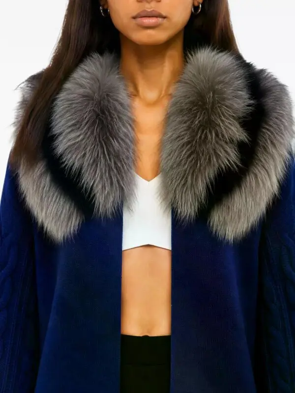 IZAAK AZANEI Cable-knit Fur-trim Jacket