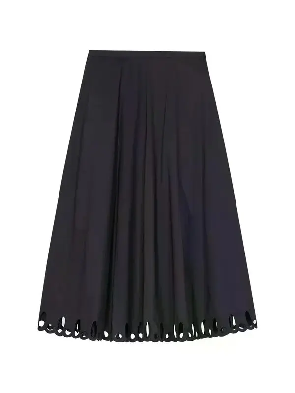 Closed Midi Embroidered Poplin Skirt