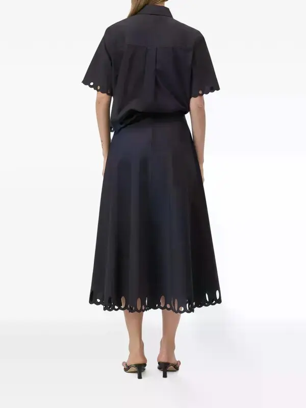 Closed Midi Embroidered Poplin Skirt