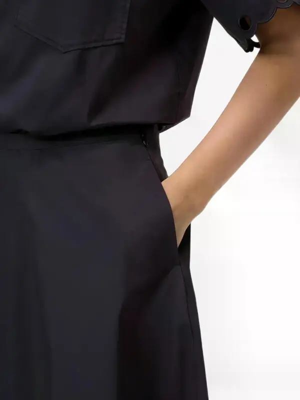 Closed Midi Embroidered Poplin Skirt
