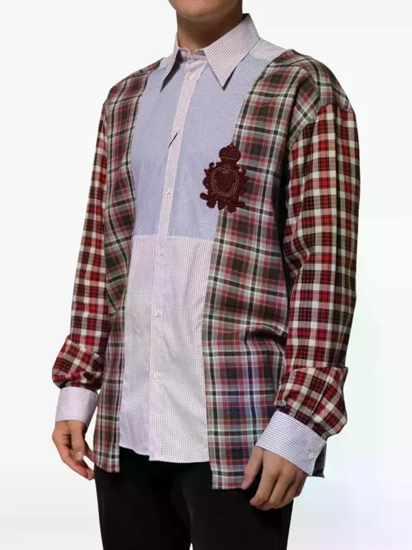 Dolce & Gabbana Patchwork Checkered Shirt - Red