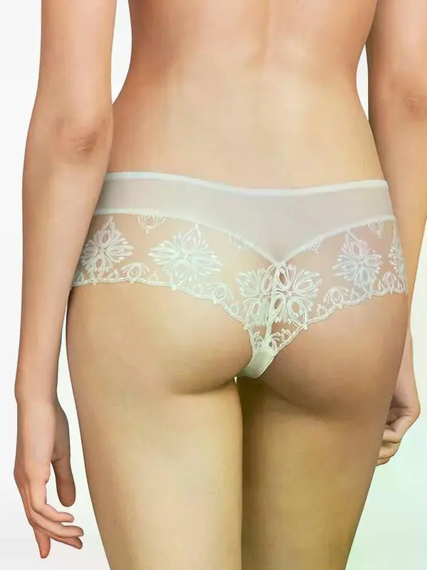 Chantelle Champs Elysees Embroidered Mesh Briefs - White