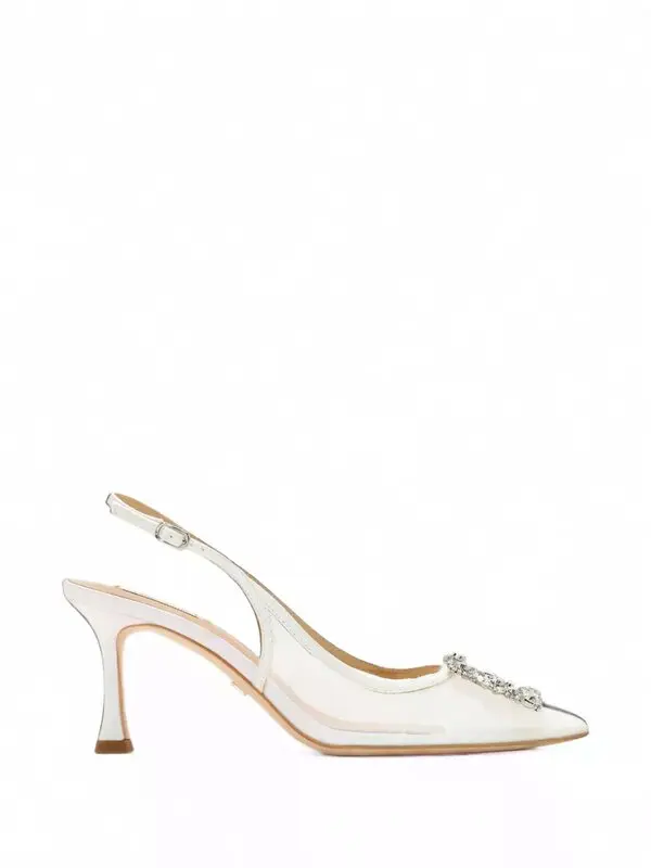 Badgley Mischka Yuta Crystal-embellished Mesh Pumps - White