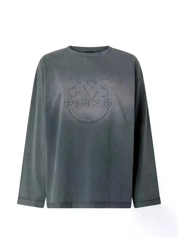 Pinko Logo-embossed Long-sleeve T-shirt - Grey