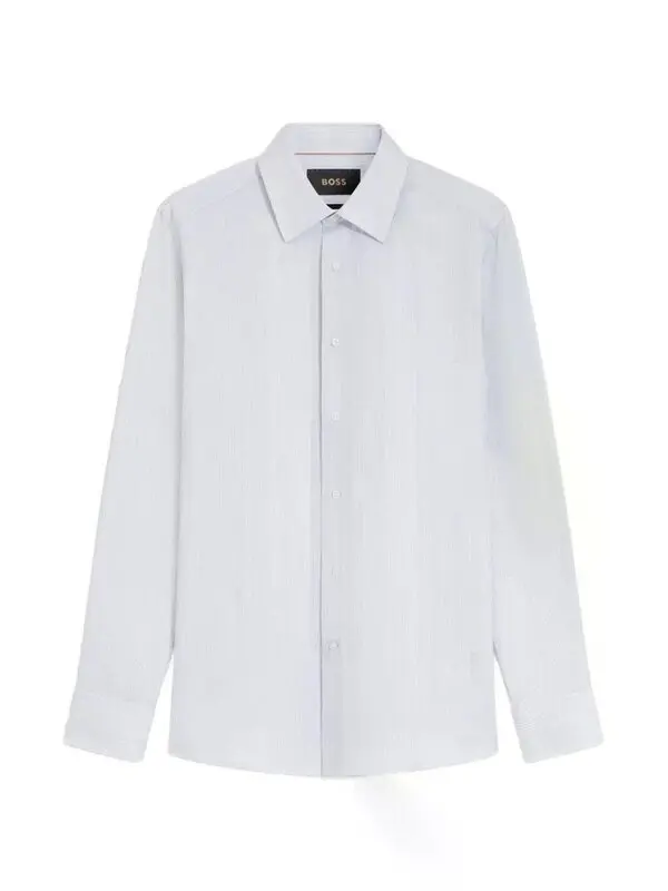 BOSS Slim-fit Shirt In Striped Italian-made Cotton - White